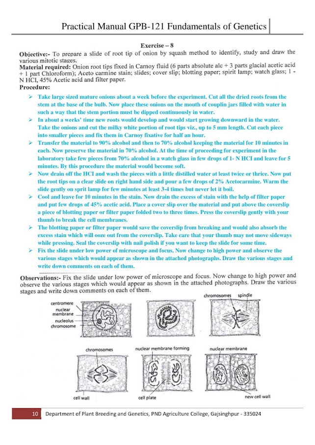 Solved English Practical Manual GPB - 121 Fundamentals of Genetics Solved English Practical Manual GPB - 121 Fundamentals of Genetics