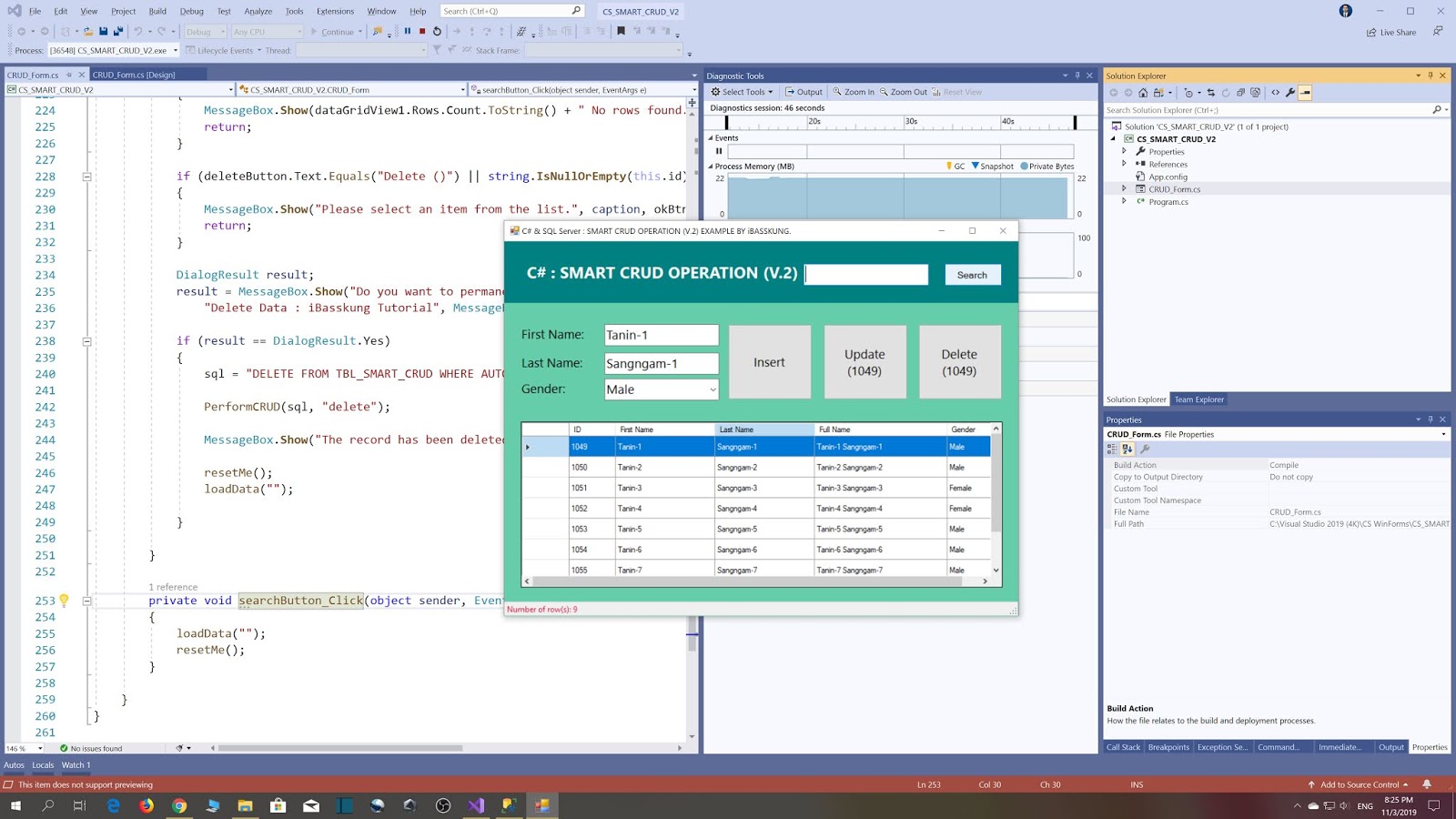 C And Sql Server V2 Perform Smart Crud Operations With Search Windows Forms Source Code