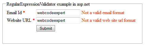 How to use RegularExpressionValidator validation control with example in asp.net ~ Asp.Net,C# ...