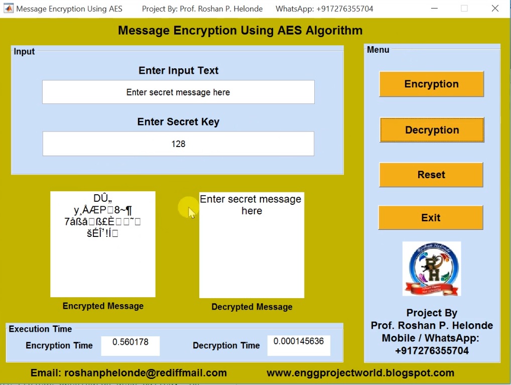 Message Encryption Decryption Using AES Algorithm Matlab Project Source Code ~ ENGINEERING PROJECTS