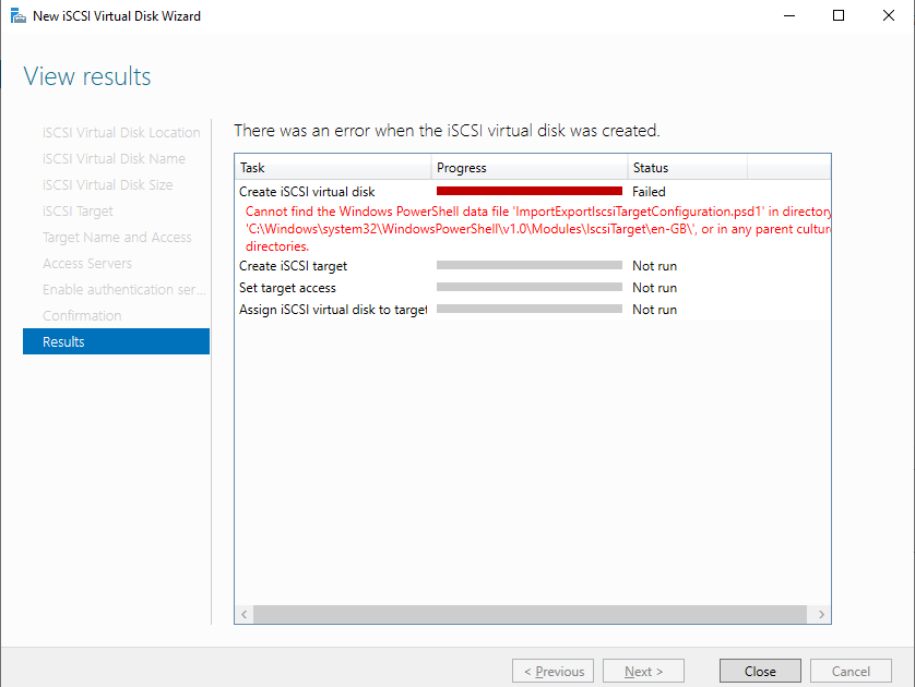 Cannot Find The Windows Powershell Data File Importexportiscsitargetconfigurationpsd1 In