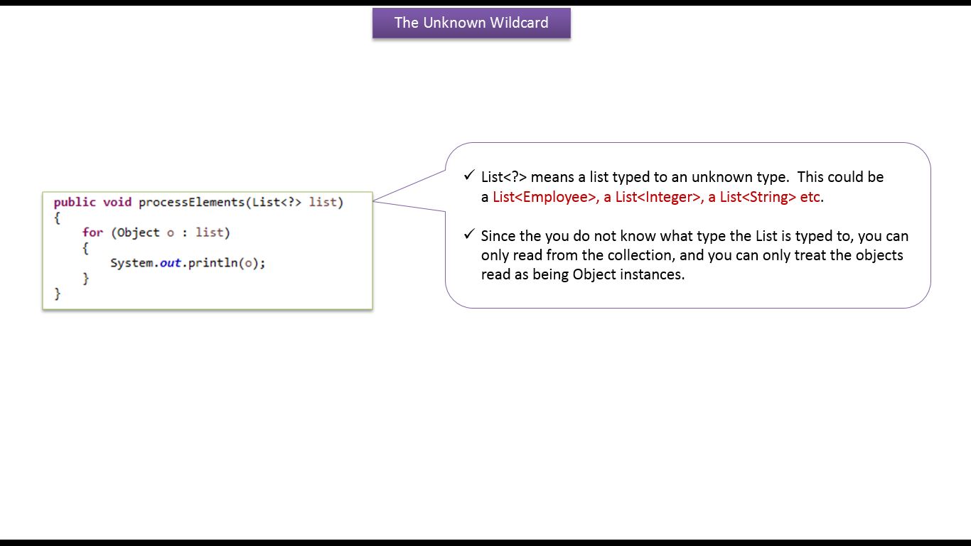 Java Ee Java Tutorial Generics In Java Java Generics Unknown Wildcard In Java Generics