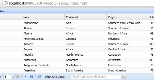 Programmers Sample Guide: ExtJs PagingMemoryProxy example using JSON ...