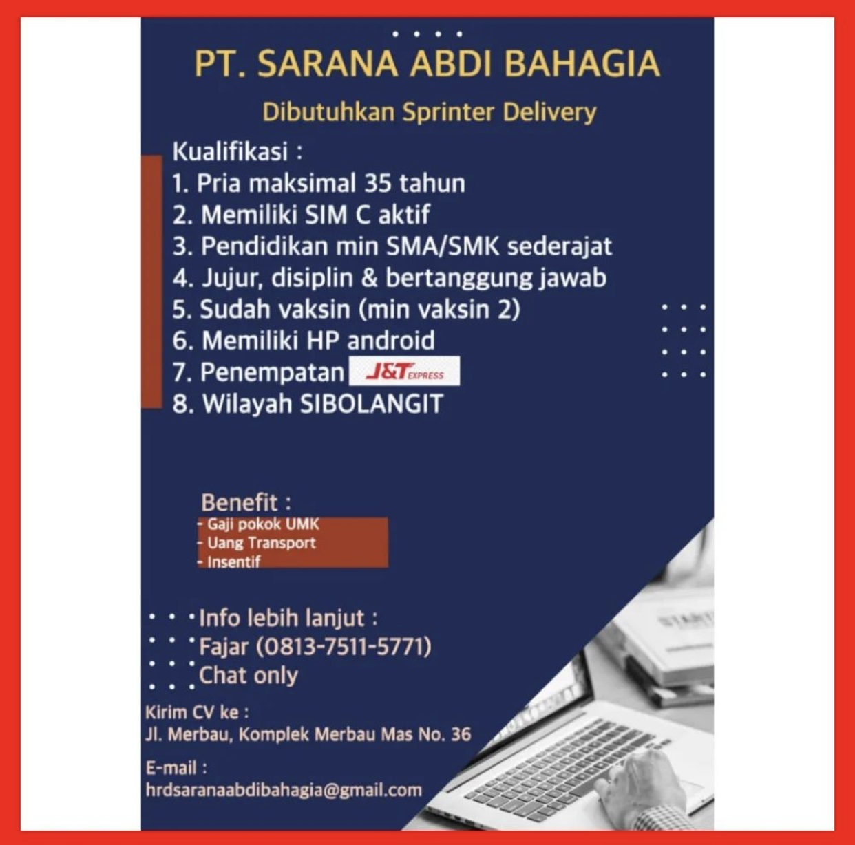 Lowongan Kerja SMA SMK di PT Sarana Abdi Bahagia Medan Oktober 2022 ... Lowongan Kerja SMA SMK di PT Sarana Abdi Bahagia Medan Oktober 2022 ...