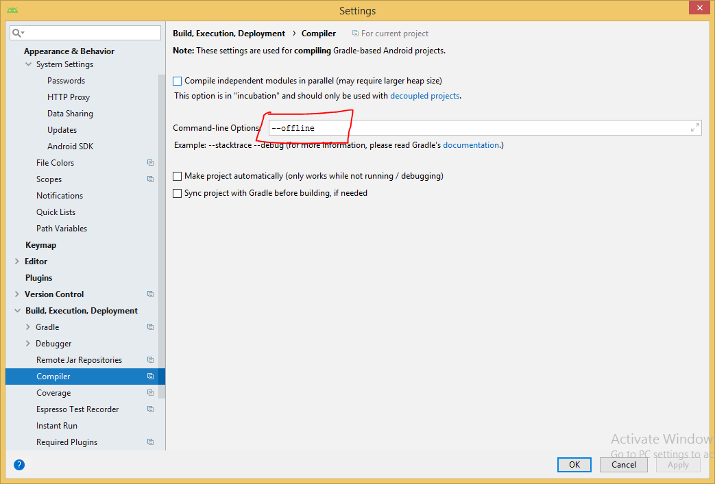 Offline mode in Android Studio for better speed Offline mode in Android Studio for better speed