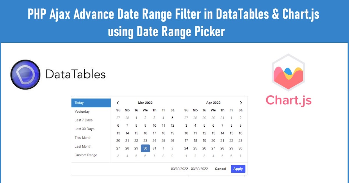 PHP Ajax Advance Date Range Filter In DataTables Chart js Using Date Range Picker Webslesson