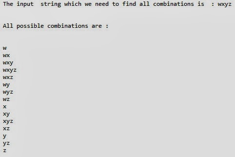 Find all possible combinations of String in java : code with example | Java Hungry