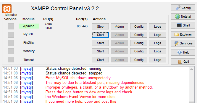 XAMPP MySQL shutdown unexpectedly HATASI! XAMPP MySQL shutdown unexpectedly HATASI!