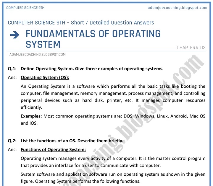 Adamjee Coaching: Fundamentals of Operating System - Question Answers ... Adamjee Coaching: Fundamentals of Operating System - Question Answers ...
