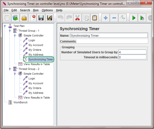 Jmeter Using Synchronizing Timer On Controller Level