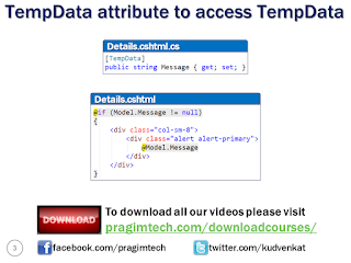 Sql server, .net and c# video tutorial: TempData in asp.net core - Slides