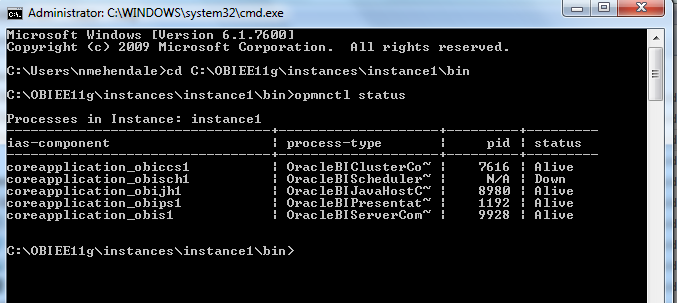 OBIEE: OBIEE 11g : coreapplication_obisch1 is down OBIEE: OBIEE 11g : coreapplication_obisch1 is down