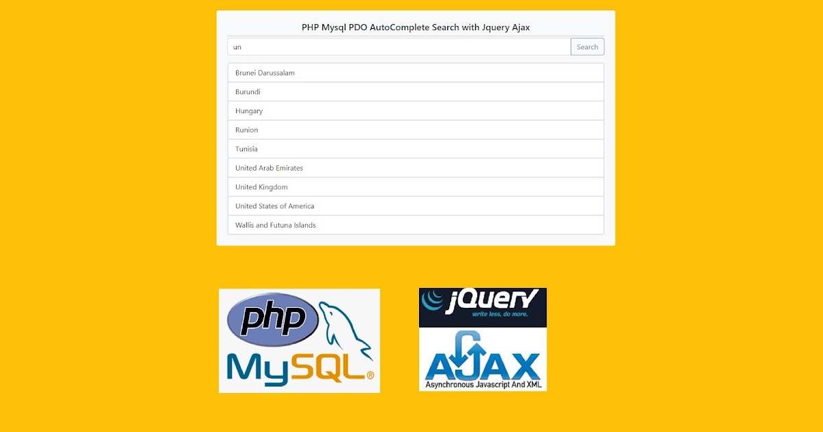 PHP Mysql PDO AutoComplete Search with Jquery Ajax | Tutorial101 PHP Mysql PDO AutoComplete Search with Jquery Ajax | Tutorial101