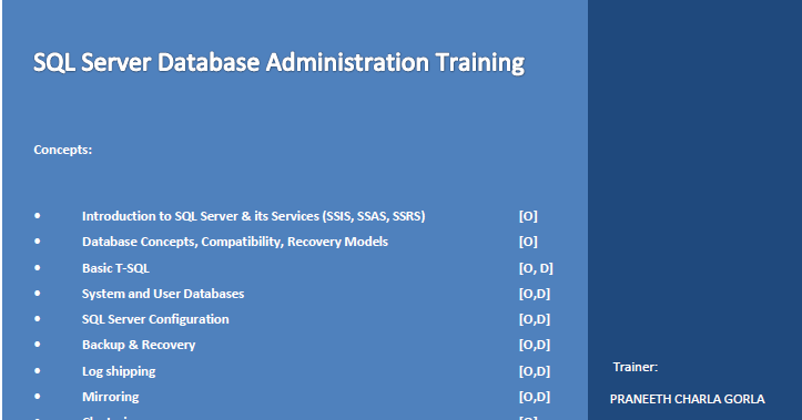 All About and For Microsoft SQL Server DBA: SQL Server DBA Online Training