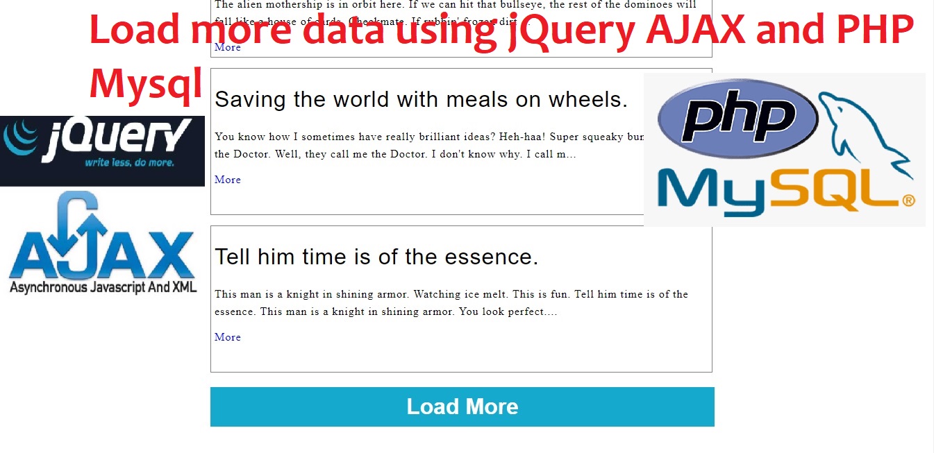 Load More Data Using JQuery AJAX And PHP Mysql Tutorial101