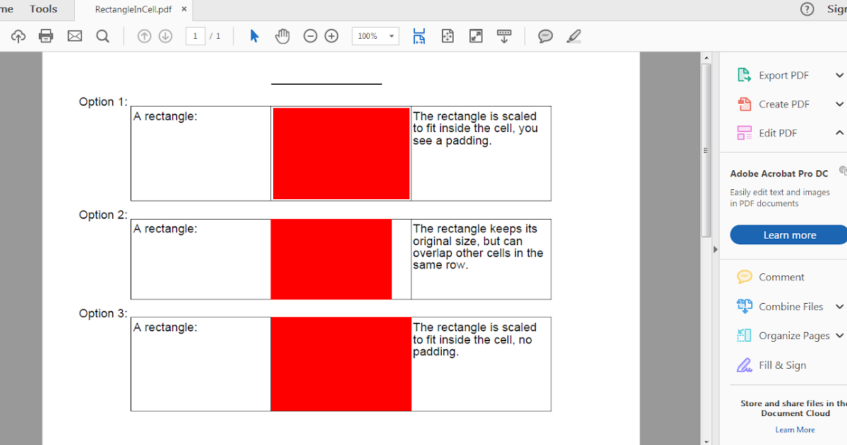 iText 5 PDF - Draw Rectangle in Cell example - Java Tutorials Corner