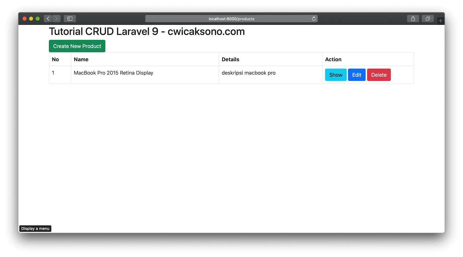 Contoh Tutorial Aplikasi Crud Laravel 9