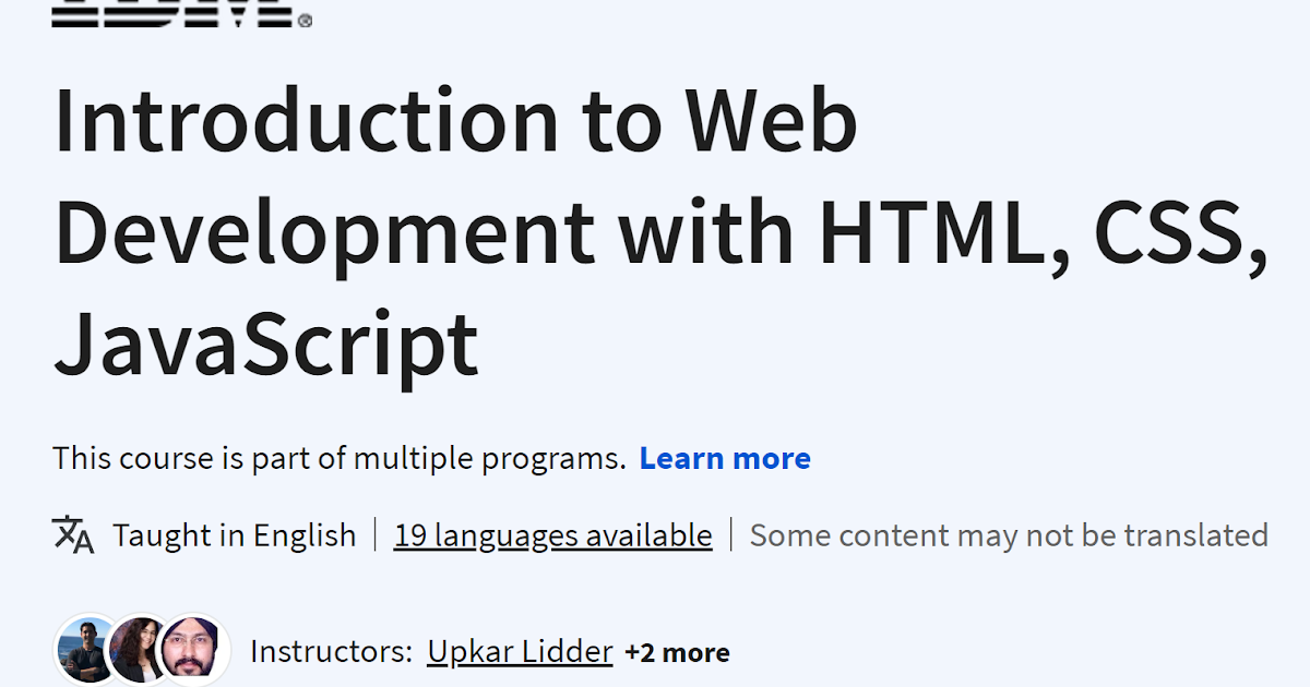 Introduction to Web Development with HTML, CSS, JavaScript ~ Computer ...