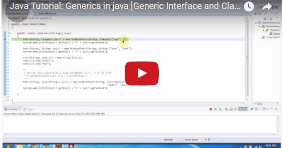 Java Ee Java Tutorial Generics In Java Generic Interface And Class Using Multiple Type