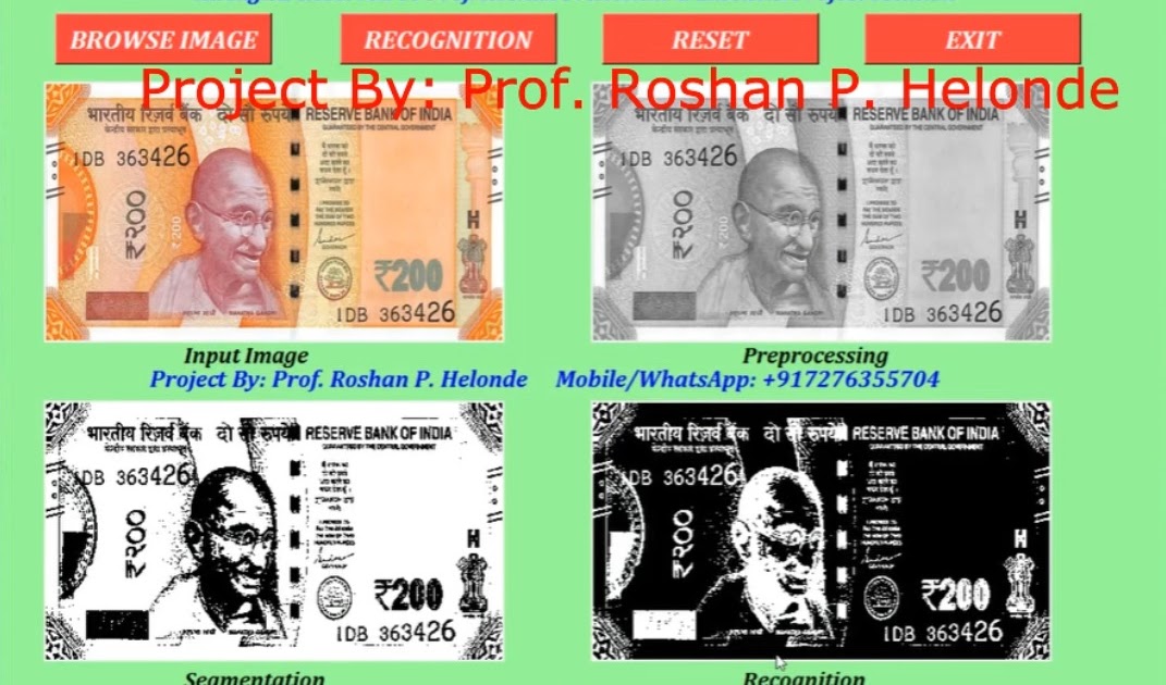Indian Currency Recognition Using Image Processing Python Project With Source Code Ieee Based