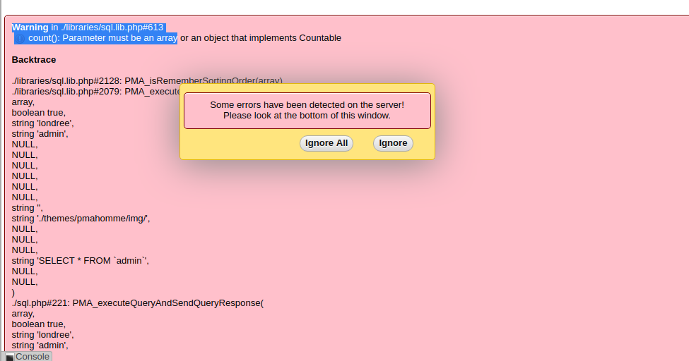 Cara Mengatasi Error In Phpmyadmin Warning In Libraries Sql Lib Php