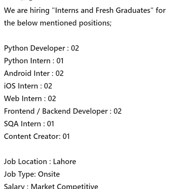 Hiring Python Android Ios Frontend Sqa Engineer And Content Writer