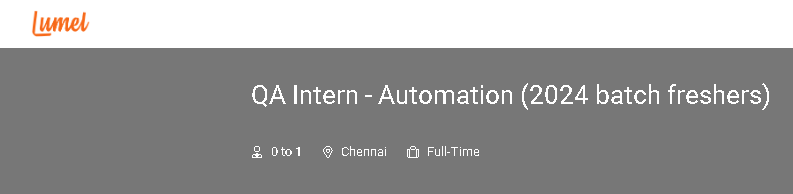 Lumel Hiring QA Intern Lumel Hiring QA Intern